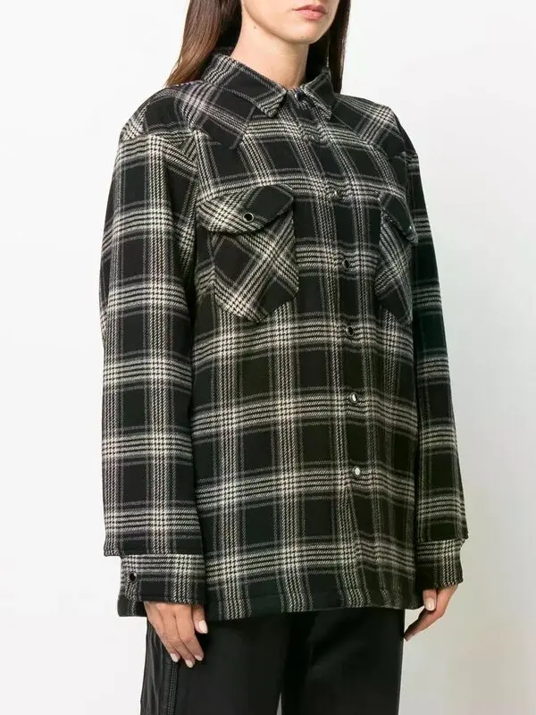 WASHINGTON DEE-CEE Check-pattern Beaded Shirt Jacket