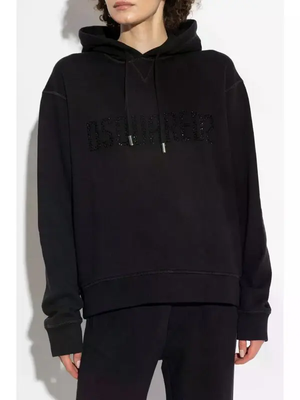 Dsquared2 Brushed Finish Hoodie With Embellished Logo