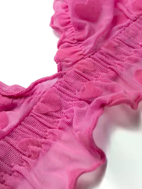 Love Stories Heart-print Semi-sheer Bralette - Pink