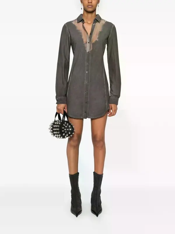 DIESEL® Distressed Cotton-blend Shirt Mini Dress