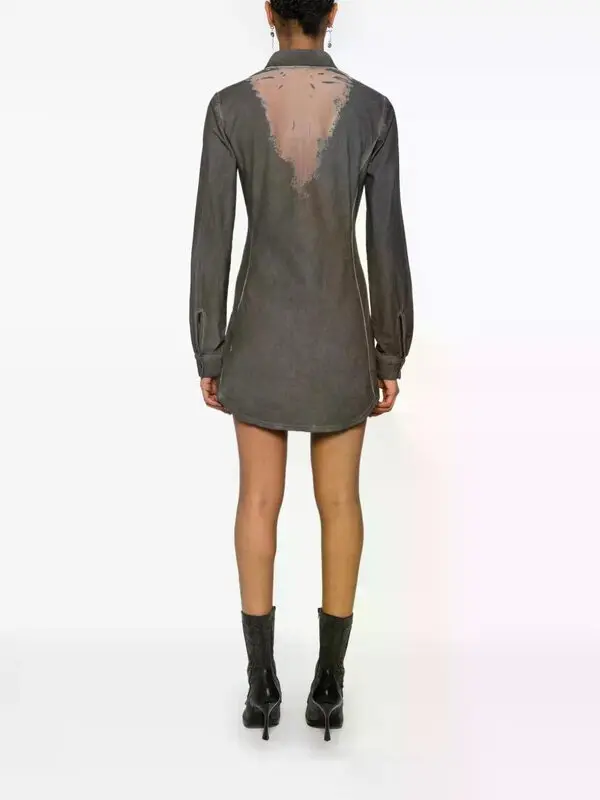 DIESEL® Distressed Cotton-blend Shirt Mini Dress