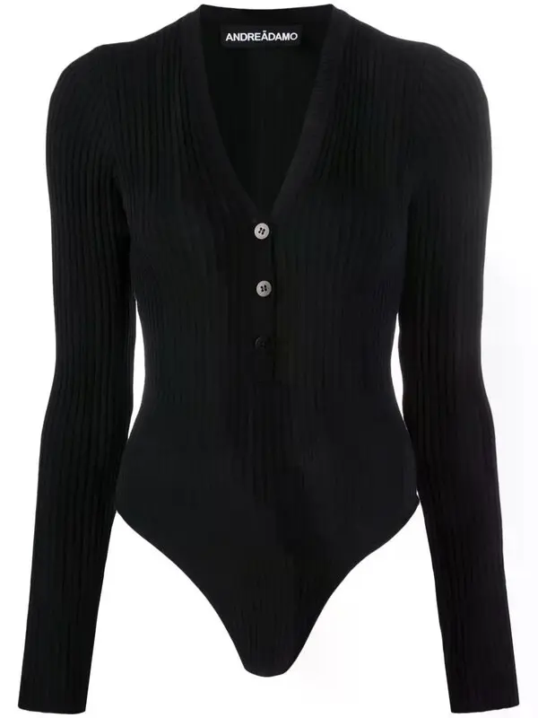 ANDREĀDAMO Long-sleeve Ribbed-knit Bodysuit