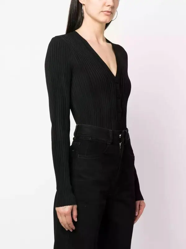 ANDREĀDAMO Long-sleeve Ribbed-knit Bodysuit