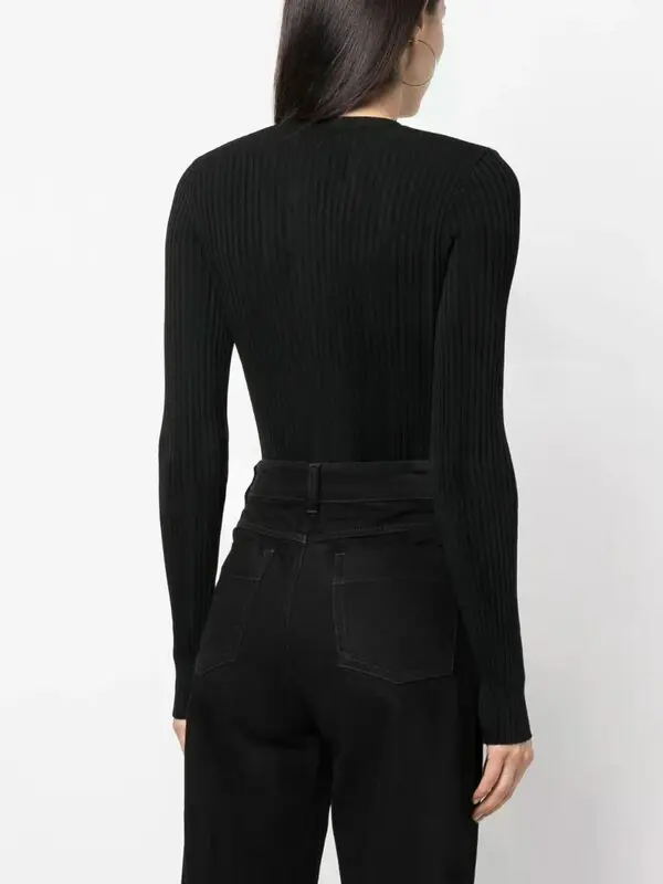 ANDREĀDAMO Long-sleeve Ribbed-knit Bodysuit