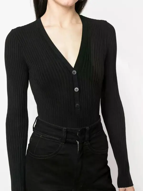 ANDREĀDAMO Long-sleeve Ribbed-knit Bodysuit