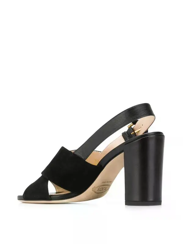 TOD'S Leather Block Heel Sandals