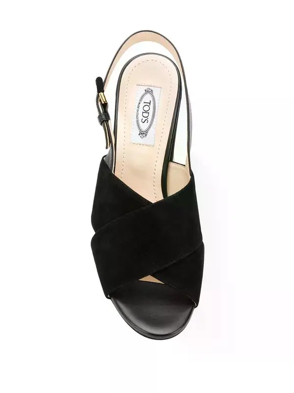 TOD'S Leather Block Heel Sandals