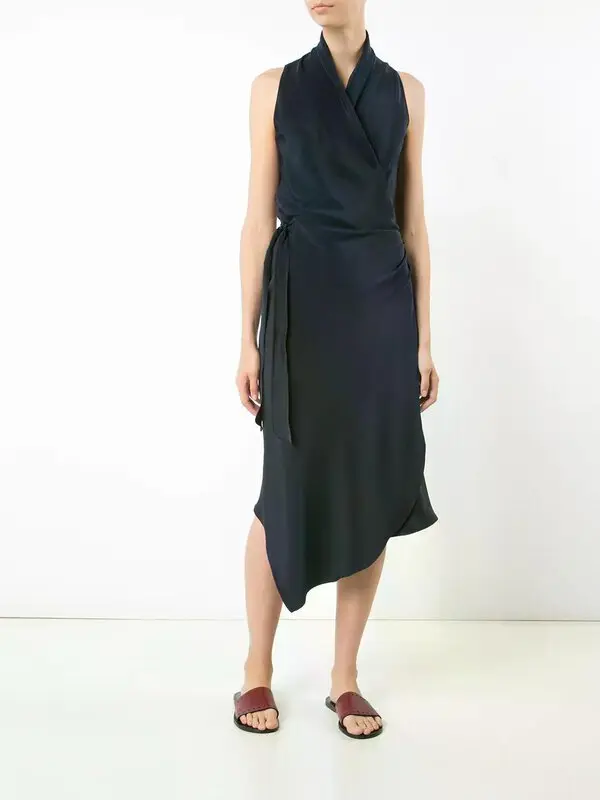 PETER COHEN Victor Wrap-style Silk Dress - Blue