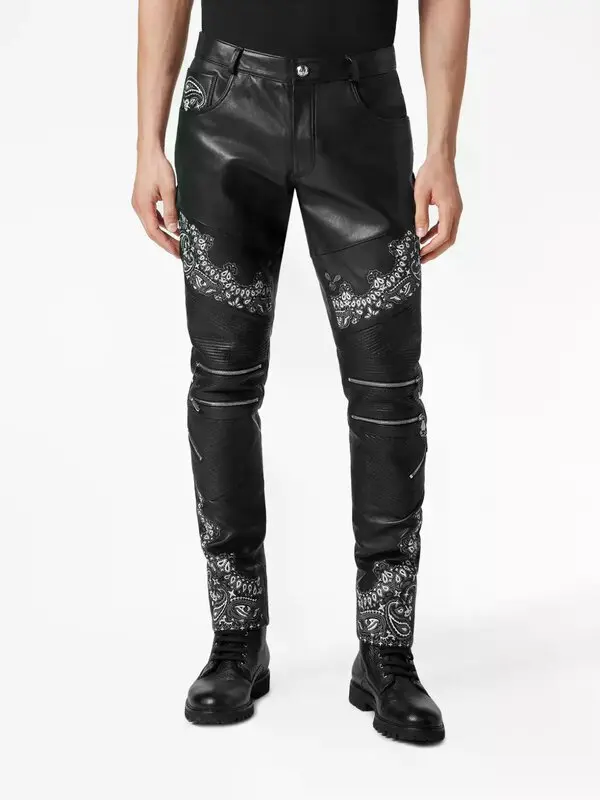 Philipp Plein Slim-cut Leather Trousers