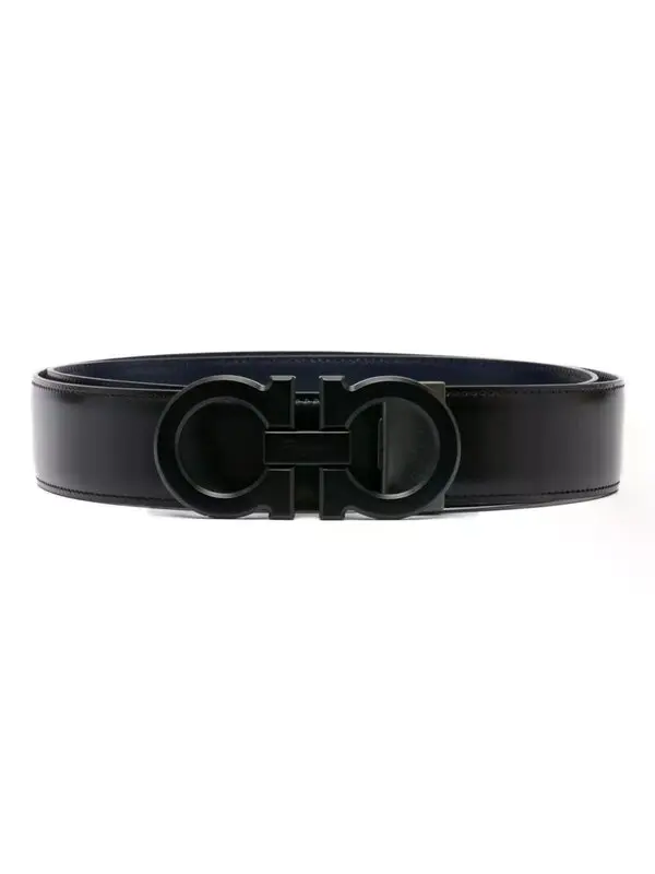 FERRAGAMO Logo-buckle Leather Belt - Black
