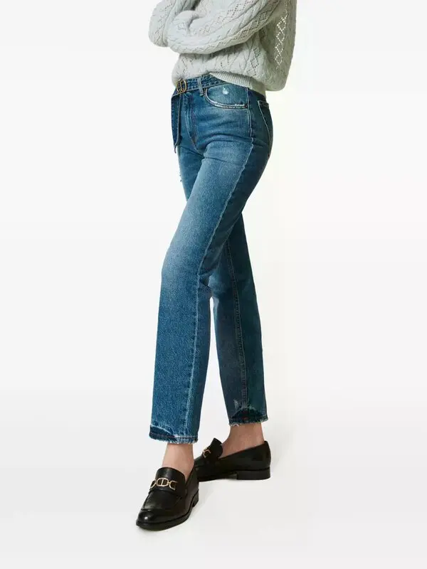 TWINSET Belted Straight Leg Jeans
