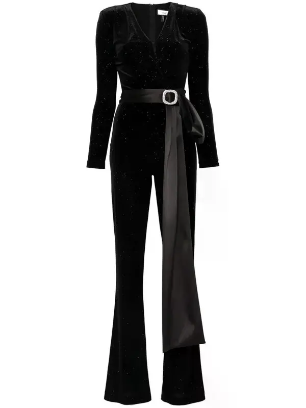 NISSA Glitter-detail Jumpsuit - Black