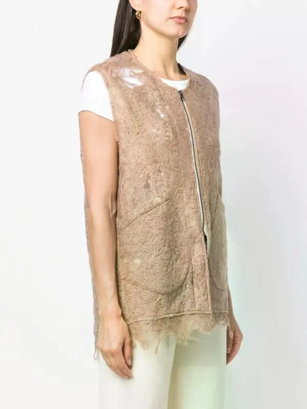 VITELLI Distressed-effect Zip-up Vest
