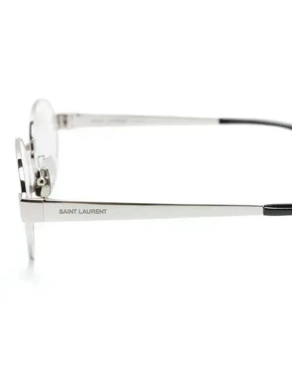 Saint Laurent Logo-engraved Oval-frame Glasses