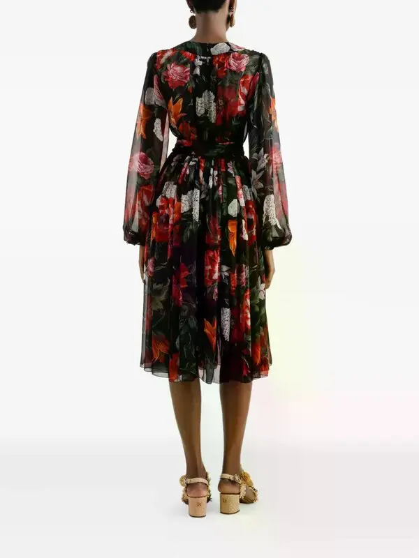 Dolce & Gabbana Silk Floral Print Midi Dress