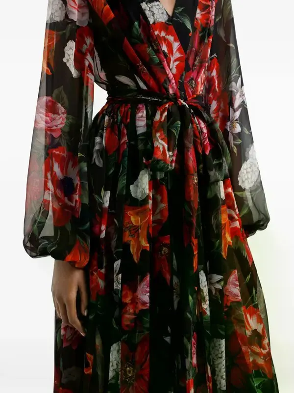 Dolce & Gabbana Silk Floral Print Midi Dress