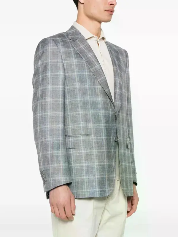 Canali Tartan-pattern Blazer - Grey