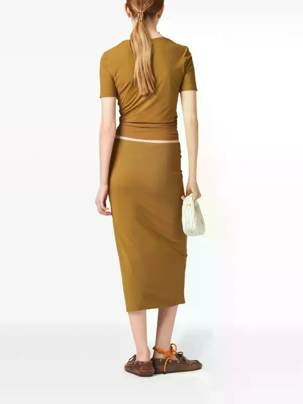 Miu Miu Rubberized-logo Midi Skirt - Green