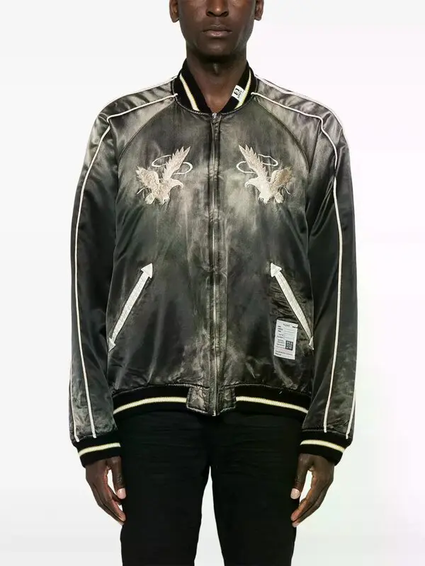 Mihara Yasuhiro Embroidered Satin Bomber Jacket