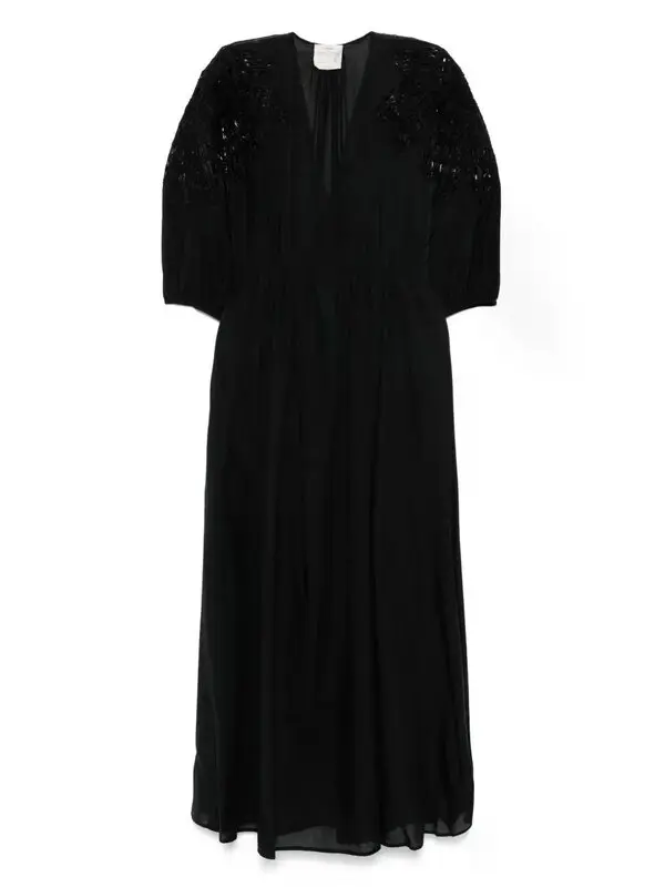 FORTE_FORTE Embroidered-shoulder Maxi Dress