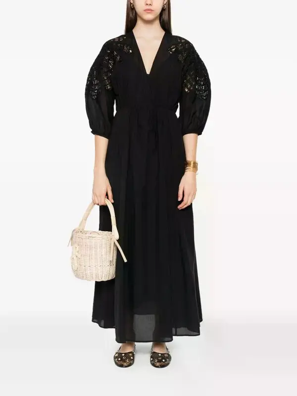 FORTE_FORTE Embroidered-shoulder Maxi Dress