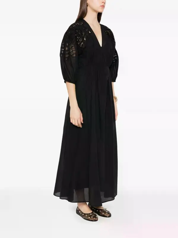 FORTE_FORTE Embroidered-shoulder Maxi Dress