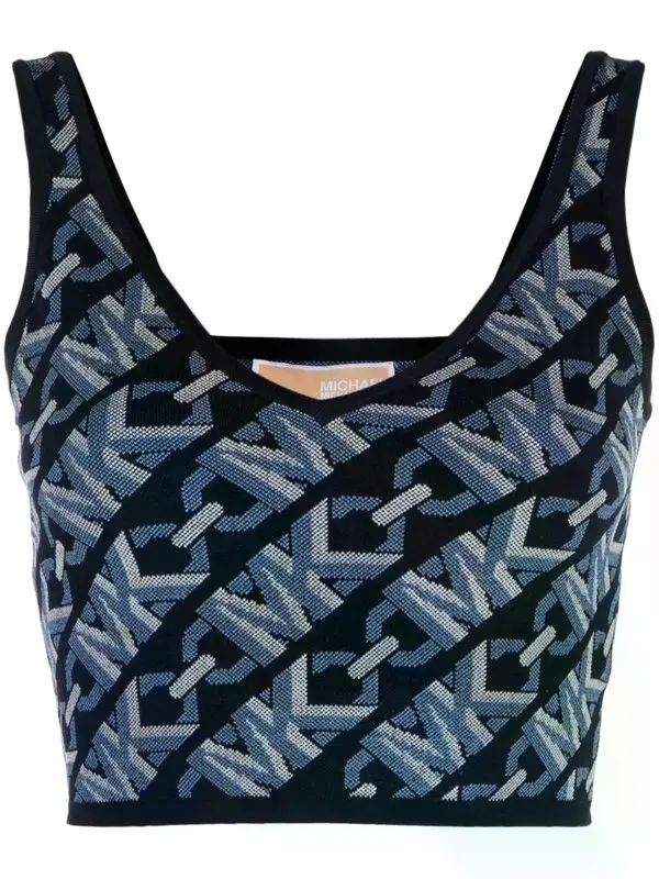 Michael Kors Monogram-jacquard Cropped Tank Top