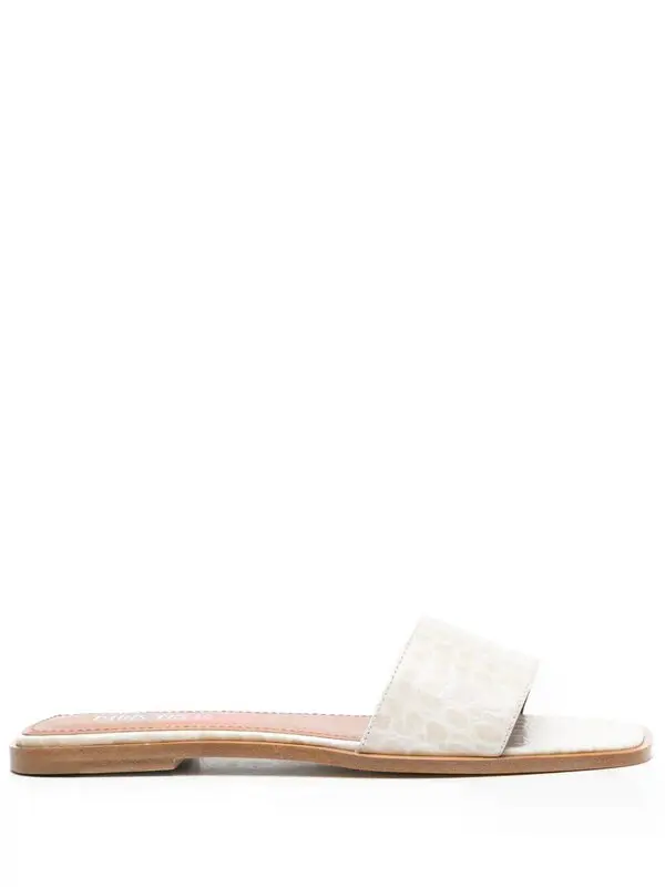 Paris Texas Crocodile-effect Leather Sandals - Neutrals