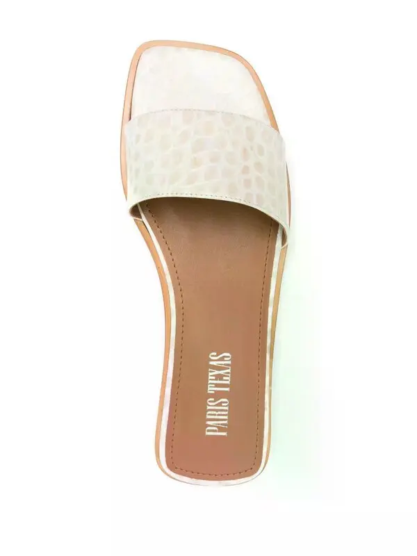 Paris Texas Crocodile-effect Leather Sandals - Neutrals