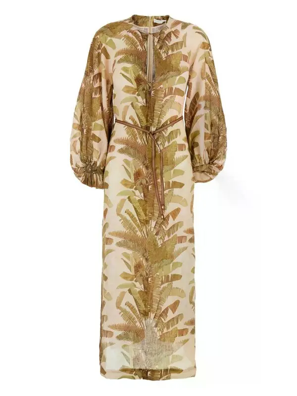 Zimmermann Ascension Leaf-print Midi Dress