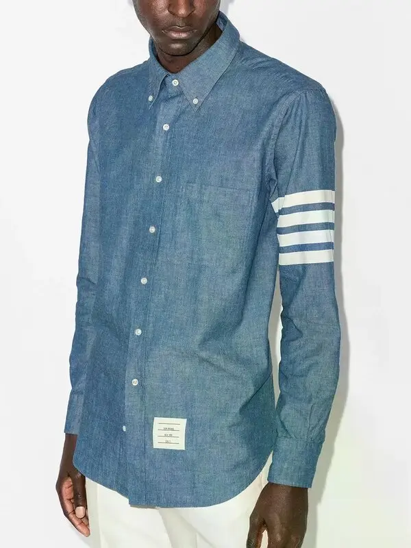 Thom Browne 4-bar Straight-fit Chambray Shirt