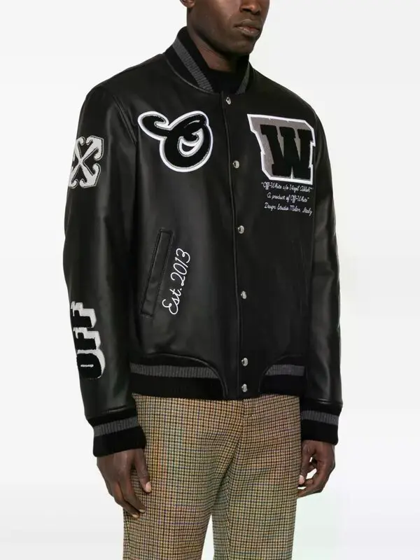 Off-White Full Leather Bomber Jacket