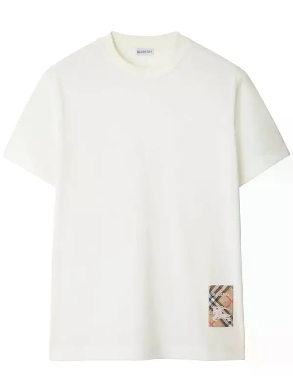 Burberry Check-patch Cotton T-shirt - White