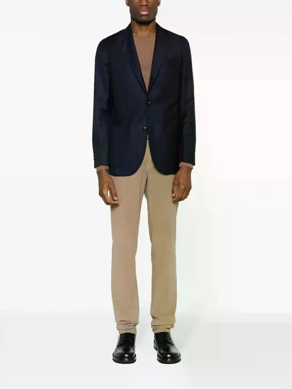 BARBA NAPOLI Notcheded-lapel Virgin Wool Blazer - Blue