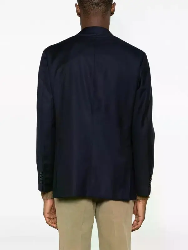 BARBA NAPOLI Notcheded-lapel Virgin Wool Blazer - Blue