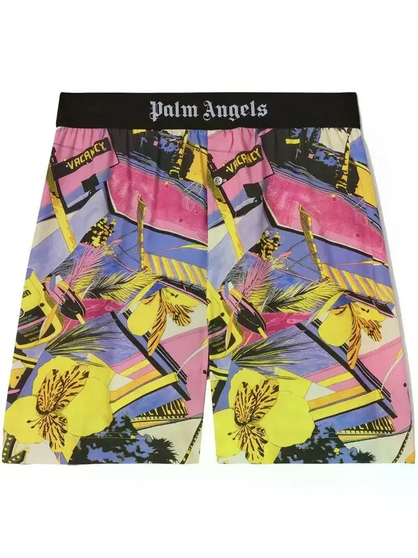 Palm Angels Floral-print Deck Shorts - Pink