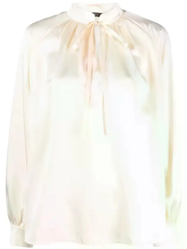Max Mara Tie-fastening Silk Blouse - Neutrals