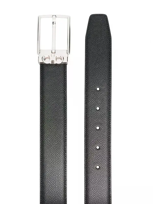 FERRAGAMO Reversible Gancini Belt - Black