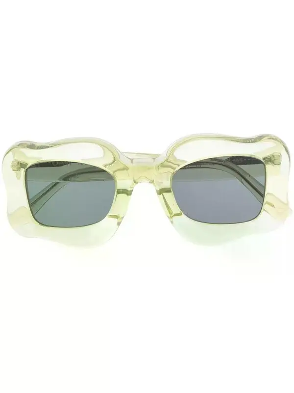 BONSAI Oversized Curved-frame Sunglasses - Green