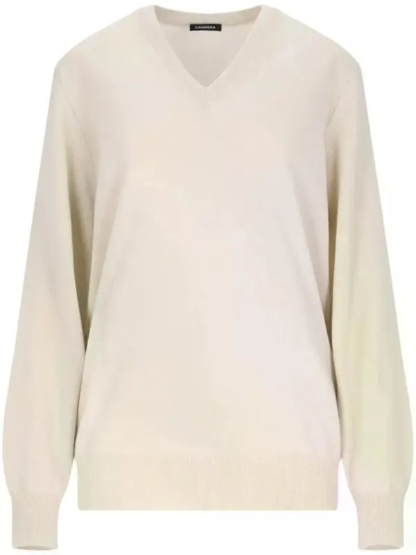 CANESSA Cashmere V-neck Sweater - Neutrals