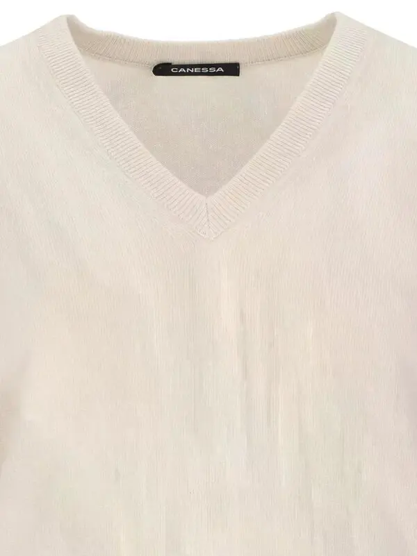 CANESSA Cashmere V-neck Sweater - Neutrals