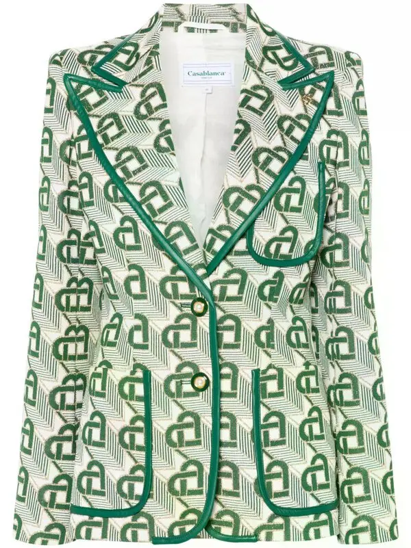 Casablanca Heart-jacquard Peak-lapel Blazer - Green