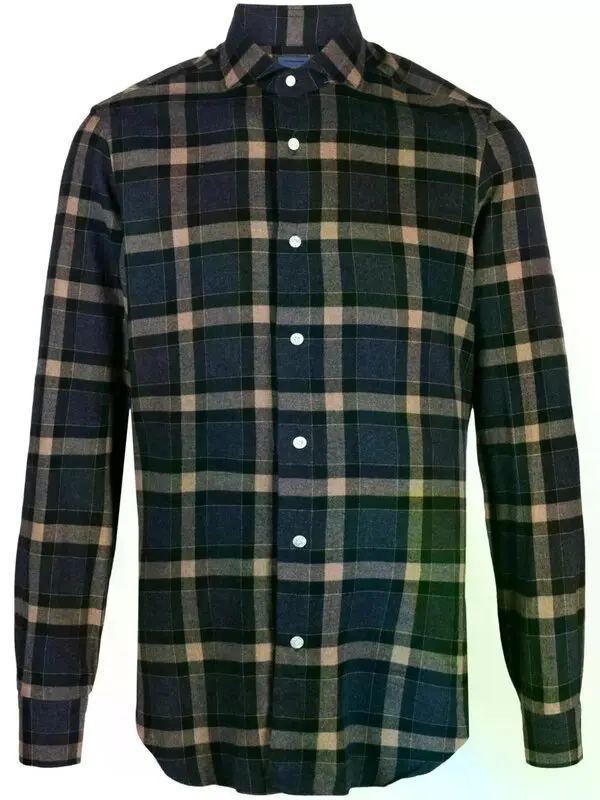 BARBA NAPOLI Checked Long-sleeve Cotton Shirt