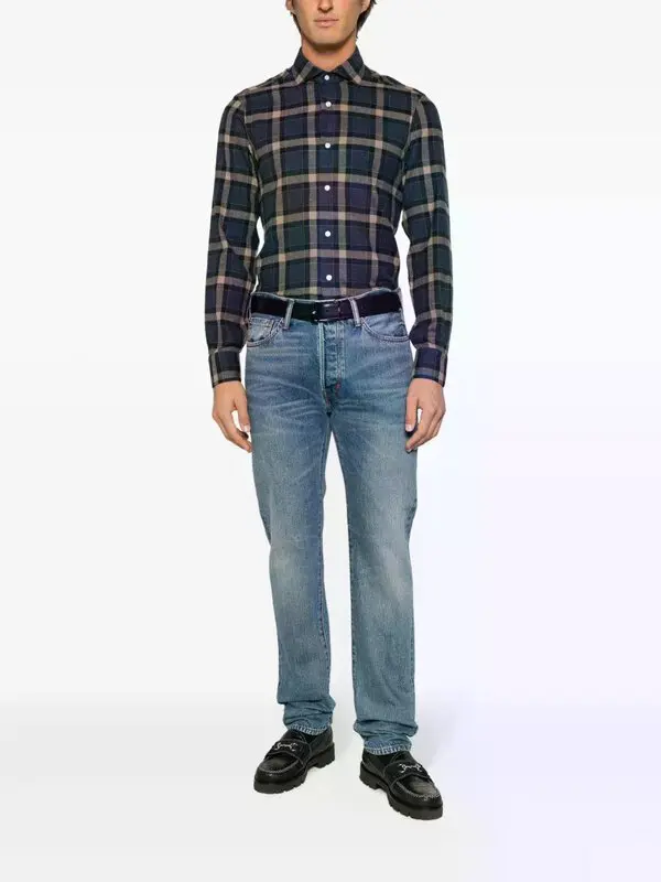 BARBA NAPOLI Checked Long-sleeve Cotton Shirt