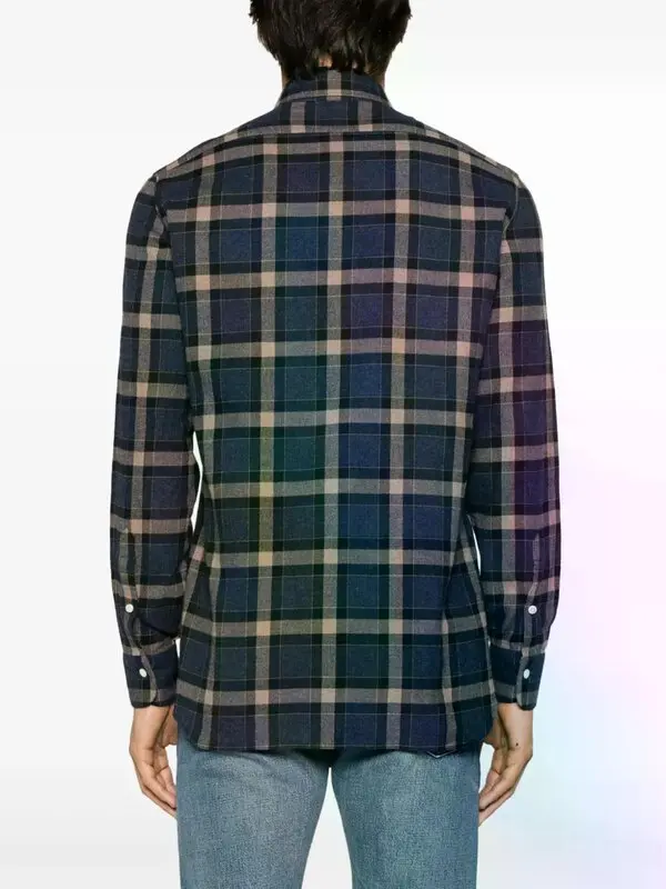 BARBA NAPOLI Checked Long-sleeve Cotton Shirt