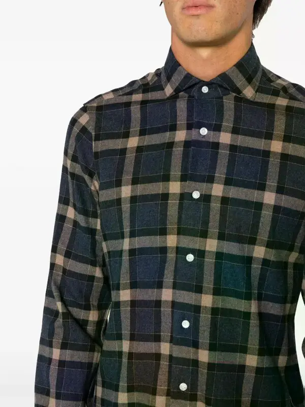 BARBA NAPOLI Checked Long-sleeve Cotton Shirt