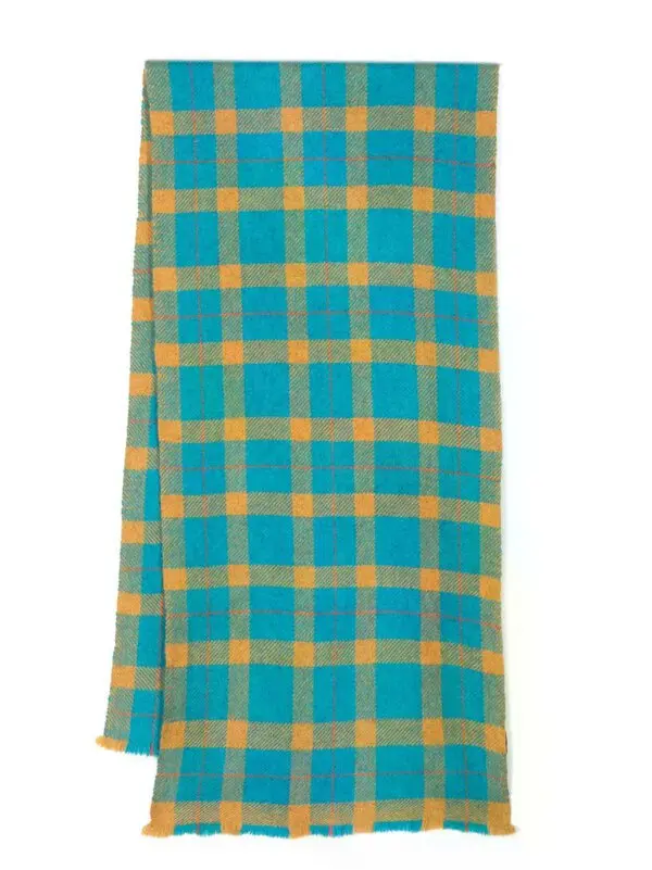 Altea Checked Knitted Scarf - Blue