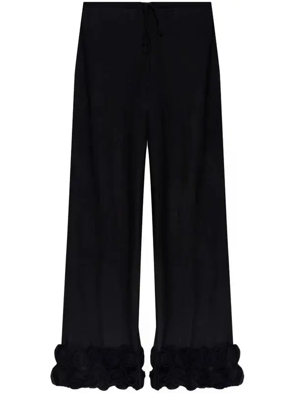 Oseree Floral-appliqué Trousers - Black