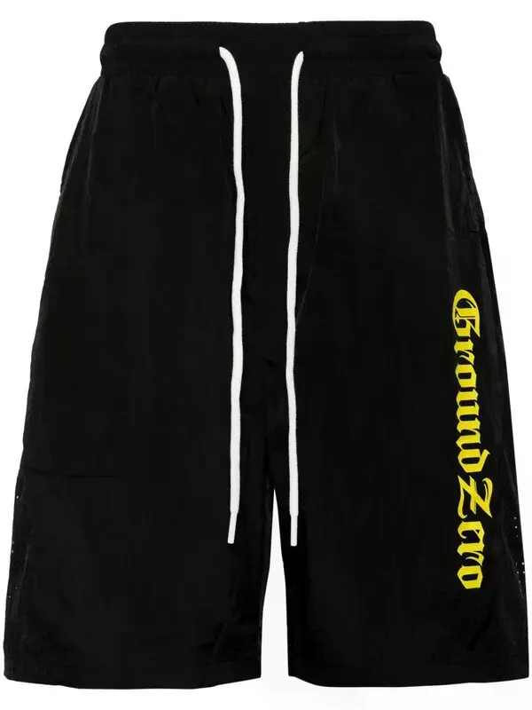 GROUND ZERO Logo-print Drawstring-waist Shorts