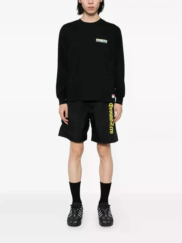 GROUND ZERO Logo-print Drawstring-waist Shorts